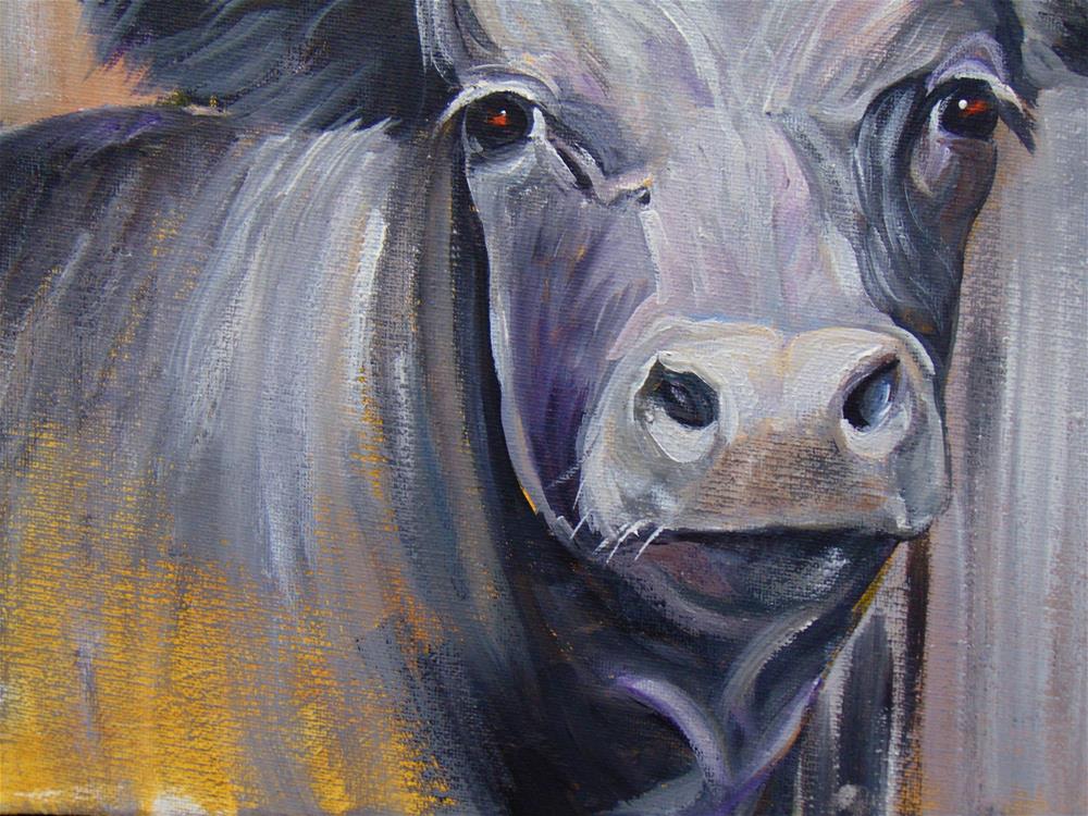 "Angus Cow Farm Art Original Paintin..." by Toni Grote