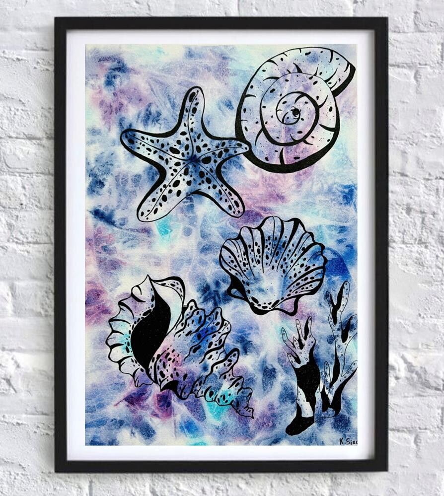 "Sea shells Painting Sea Life Artwor..." by Kristina Siegel