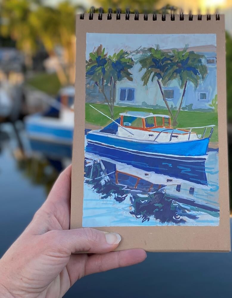 "Blue Boat. Lighthouse Point, FL" by Emily Neel