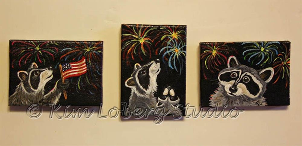 "Wow! Raccoon Watching Fireworks" by Kim Loberg