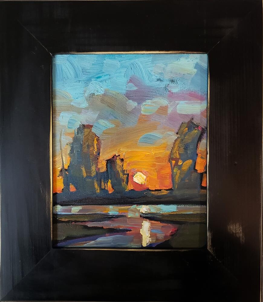 "Sunset Calling 10x8 FRAMED oil on c..." by william hawkins
