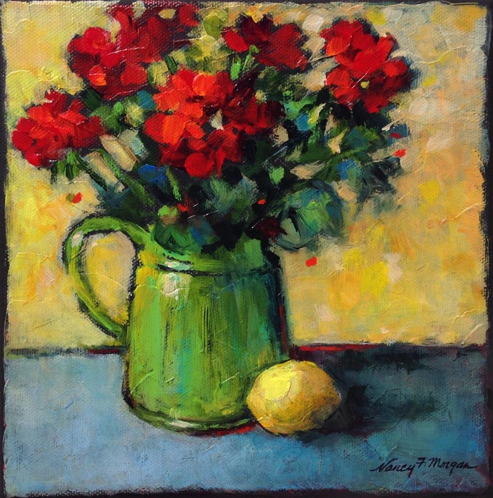 "Geraniums With Lemons" by Nancy F. Morgan
