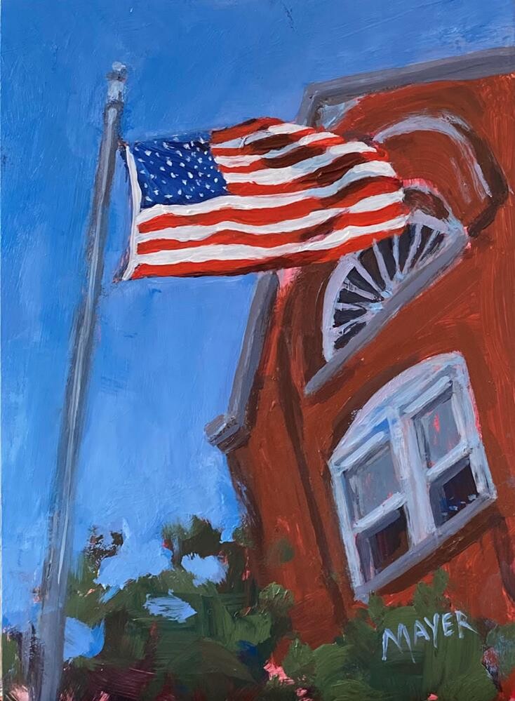 "Standing United - American Flag Oxf..." by Margaret Mayer