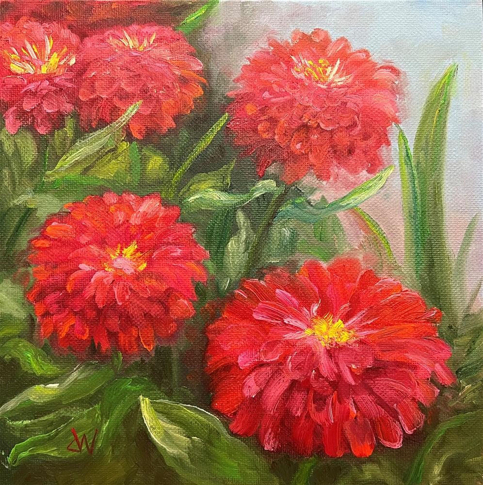 "Shannon's Zinnias" by Diane Woodward
