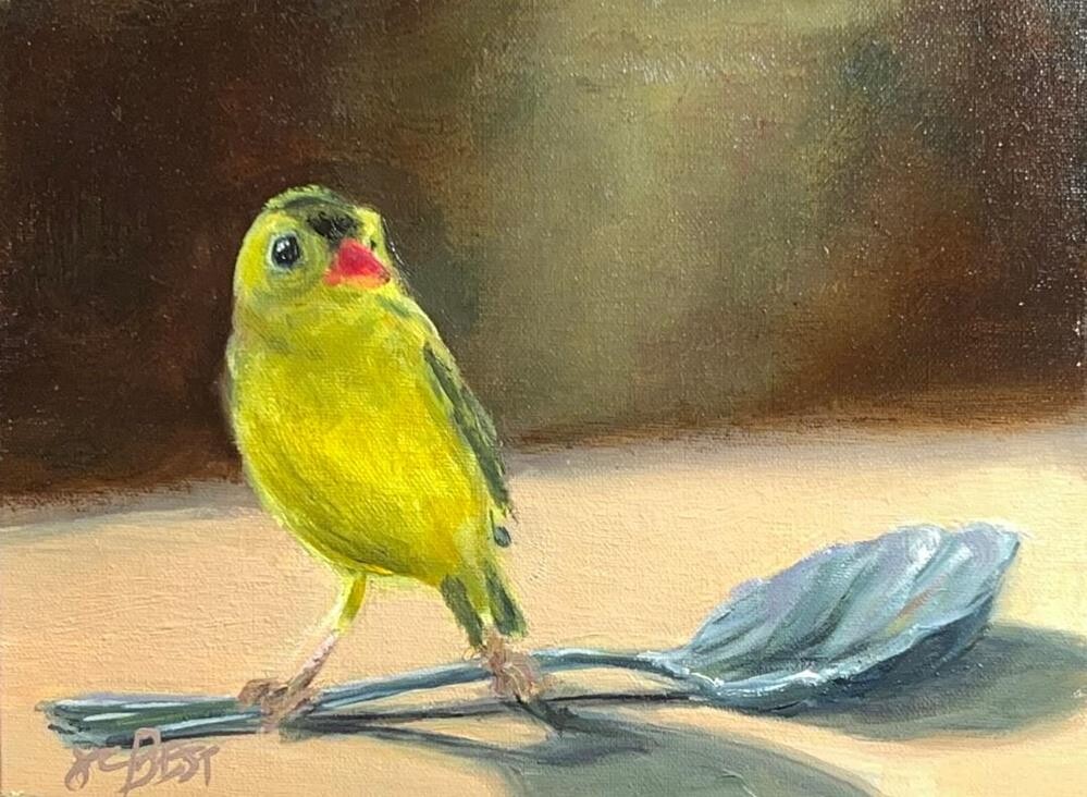 "Goldfinch - feathers and flatware s..." by Jan Best