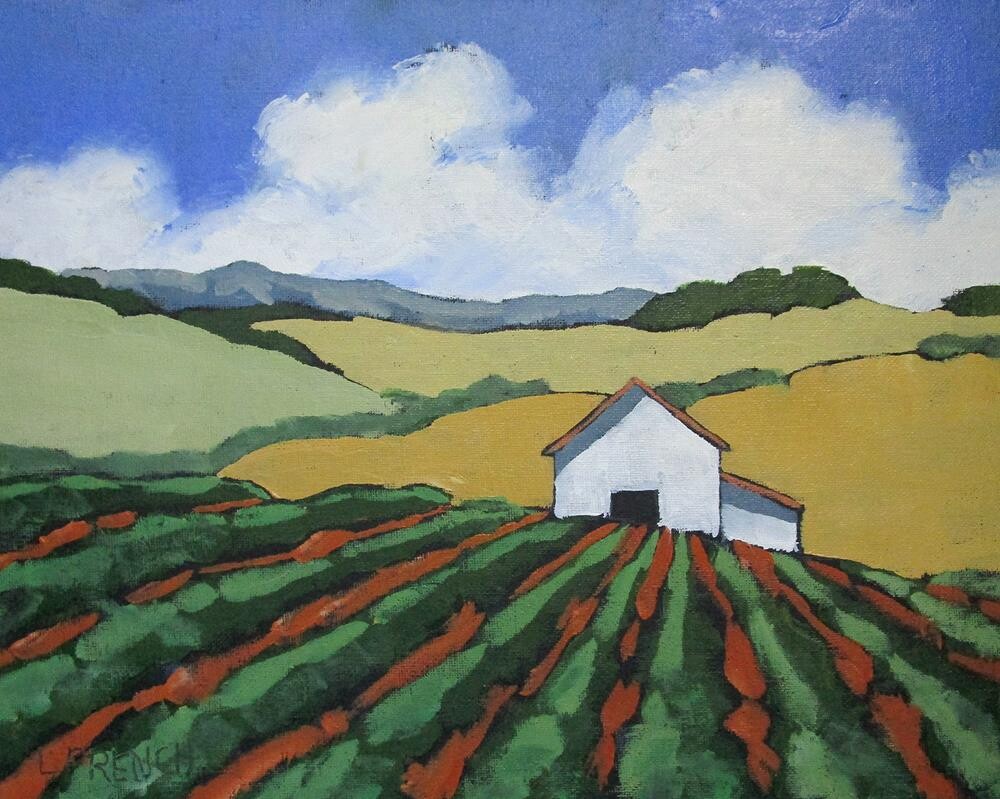 "WHITE BARN Lynne French Farm Field ..." by lynne french