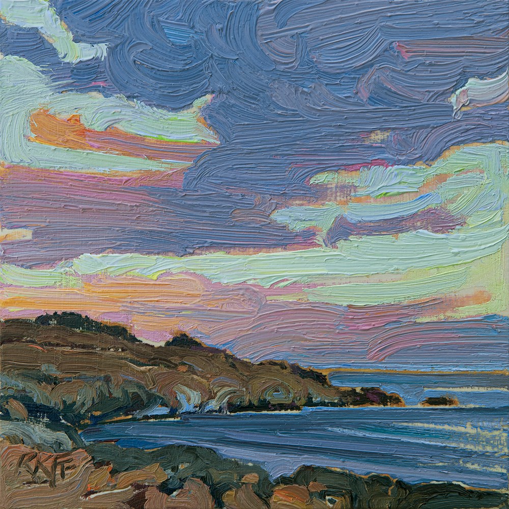 "Evening Bluffs: 6x6 oil on panel" by Ken Faulks