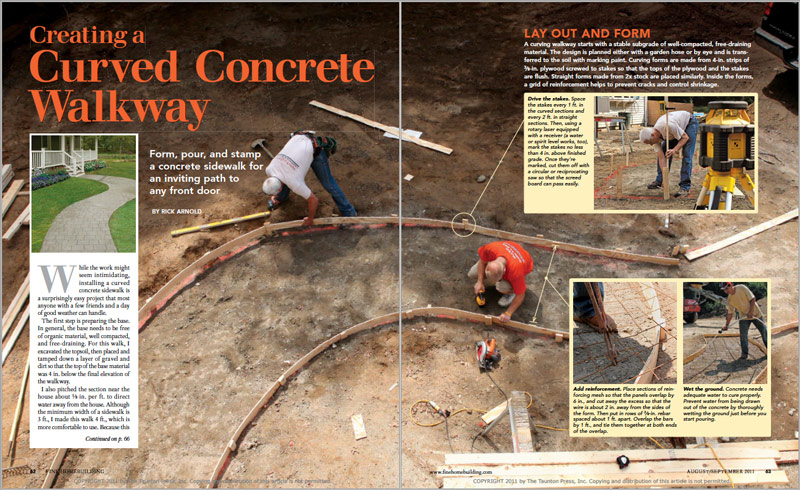 Creating a Curved Concrete Walkway - Fine Homebuilding