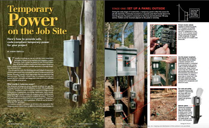 Temporary Power on the Job Site - Fine Homebuilding