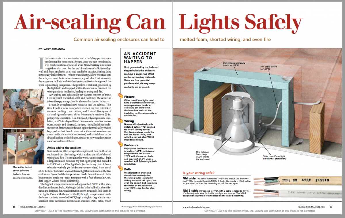 Air-Sealing Can Lights Safely - Fine Homebuilding