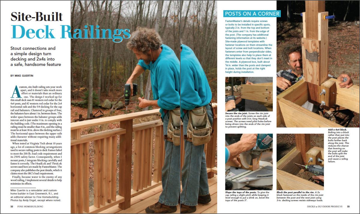 How To Attach Deck-Railing Posts With FastenMaster - Fine Homebuilding