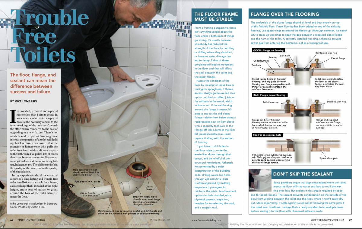 Trouble-Free Toilets - Fine Homebuilding