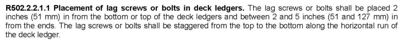 Deck Ledger Bolts by the Code - Fine Homebuilding