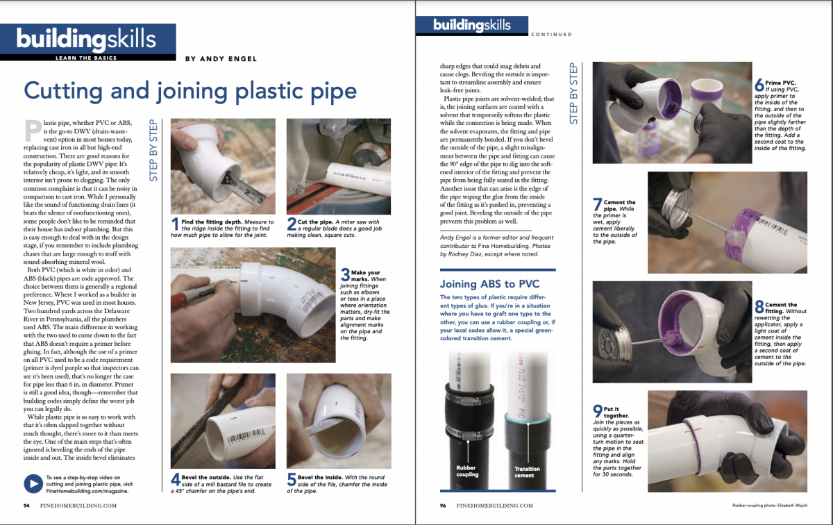 Cutting and Joining Plastic Pipe - Fine Homebuilding