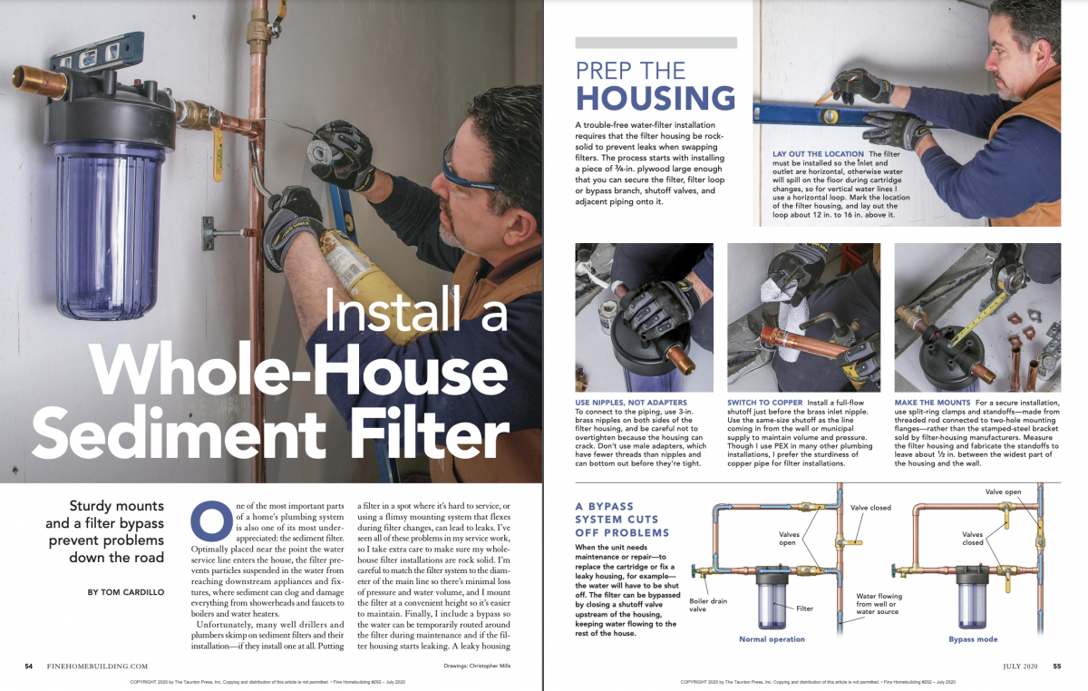 Install a Whole-House Sediment Filter - Fine Homebuilding