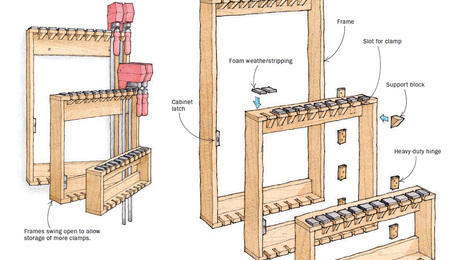 Space-Saving Rack for Bar Clamps - FineWoodworking