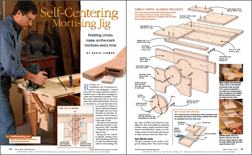 Self-Centering Mortising Jig - FineWoodworking
