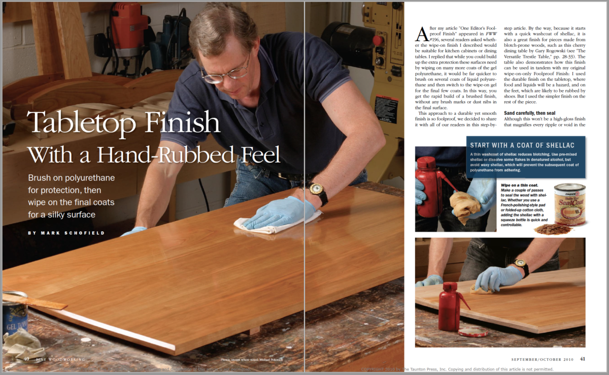 Tabletop Finish With a Hand-Rubbed Feel - FineWoodworking