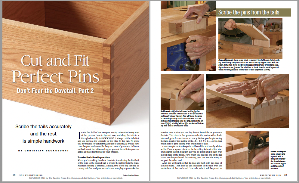 How to Cut and Fit Perfect Dovetail Pins - FineWoodworking