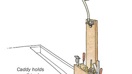 Workbench Caddy Holds a Light, Too - FineWoodworking