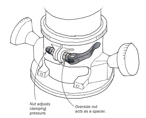 Better locking pin for a router base - FineWoodworking