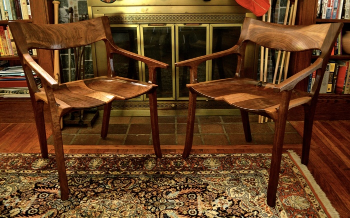 pair of walnut occasional chairs - FineWoodworking