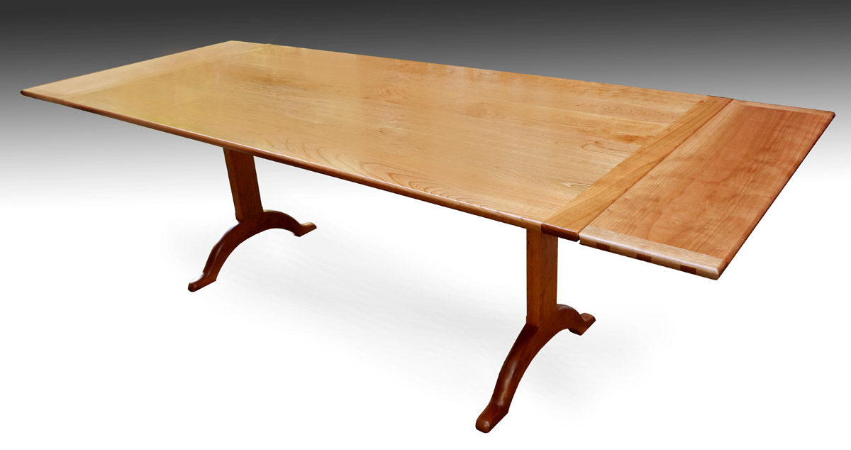 Shaker trestle table with leaf stowage and six chairs - FineWoodworking