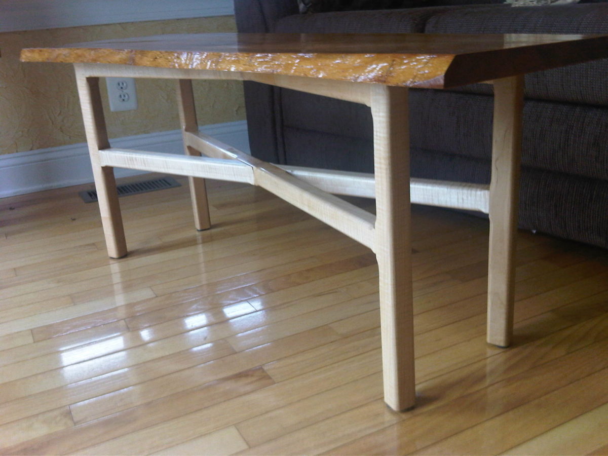 small cherry slab table with matching plant stands - FineWoodworking
