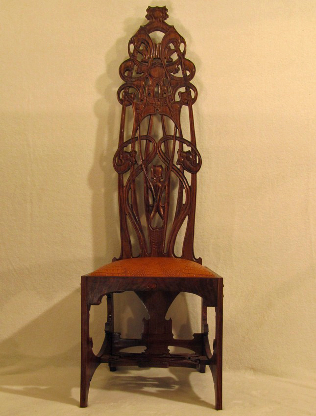 Charles Rohlfs Carved Walnut Tall Back Chair Reproduction - FineWoodworking