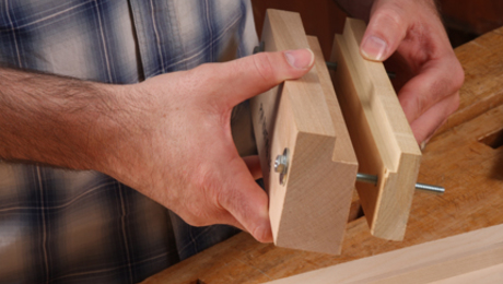 Easy jig for routing through dovetail pins - FineWoodworking