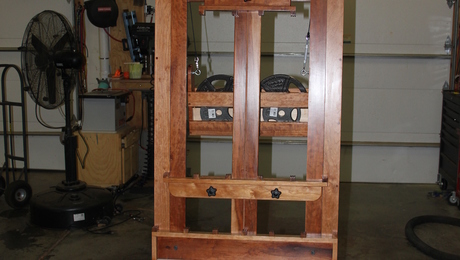Counter-weighted H-frame Studio Easel in Cherry - FineWoodworking