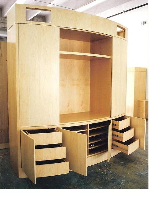 Curved Motorized Maple Wall Unit - FineWoodworking