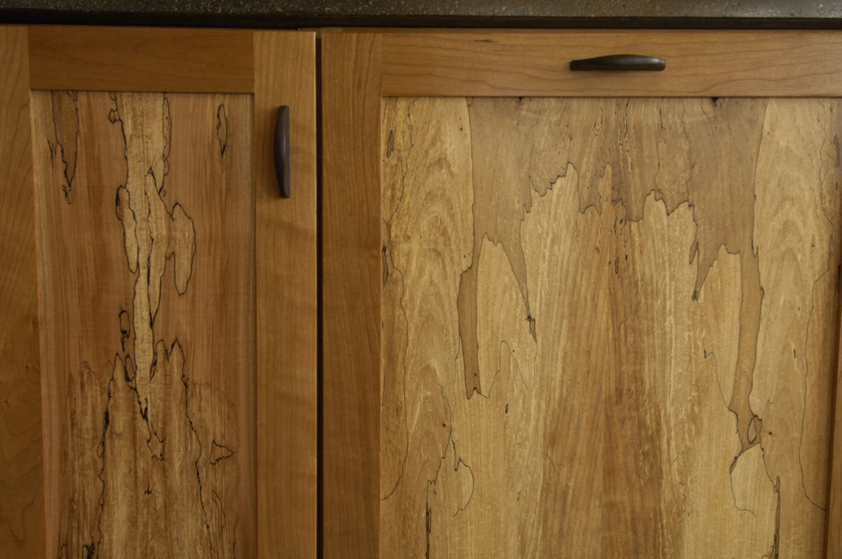Bookmatched spalted maple and cherry kitchen - FineWoodworking