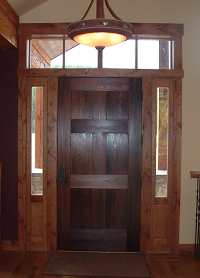 reclaimed pickle barrel red wood door with split wood panels ...