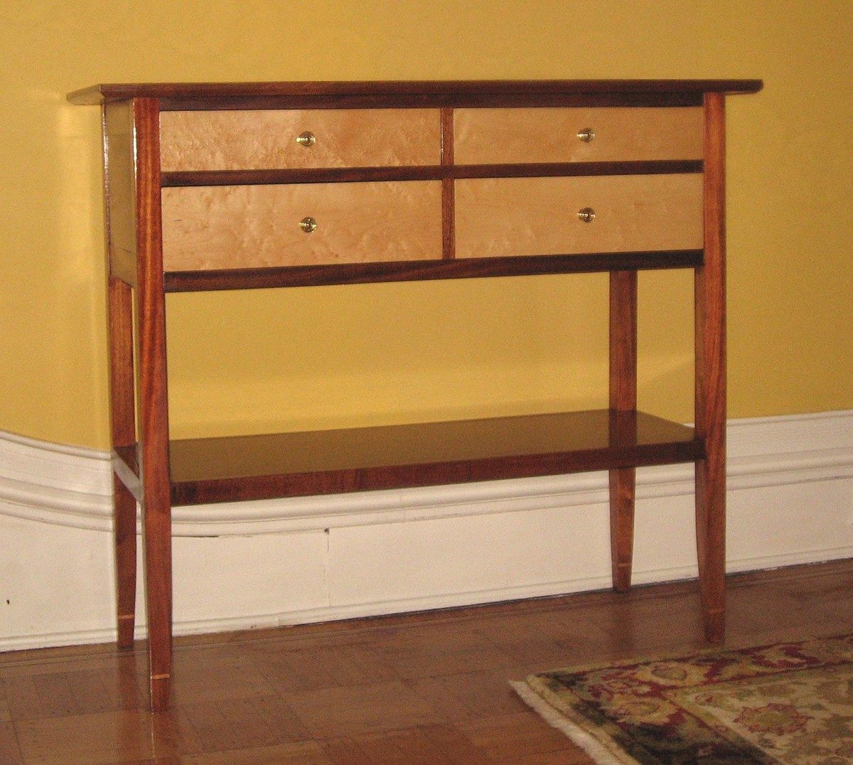 Mahogany and Birds Eye Maple Console Table - FineWoodworking