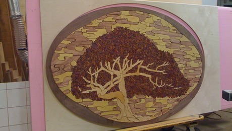 Scrap wood turned back into mosaic tree..... - FineWoodworking