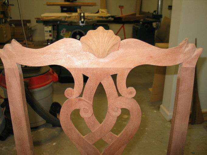 Applied carved shell on chair crest rail - FineWoodworking