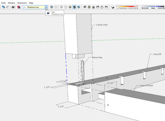 Adding phantom lines in SketchUp - FineWoodworking