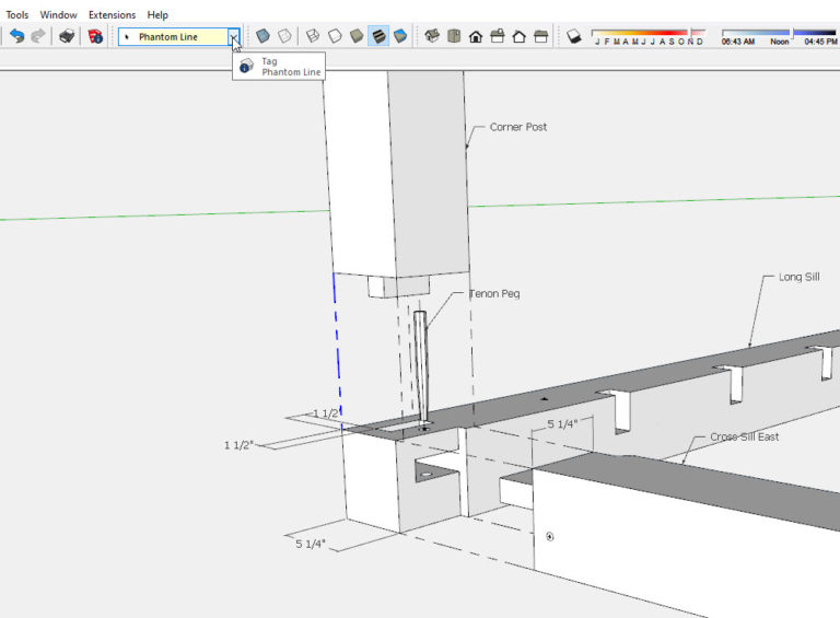 Adding phantom lines in SketchUp - FineWoodworking
