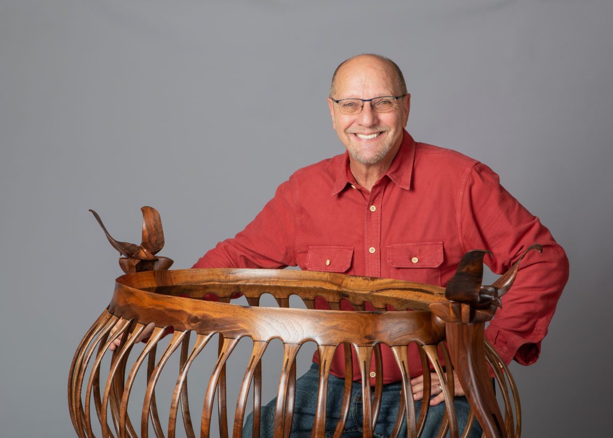 Steam Bent and Sculpted Baby Cradle with Carved Birds - FineWoodworking