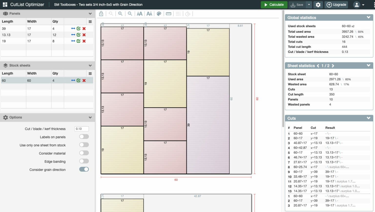 My experience with Cutlist Optimizer - FineWoodworking