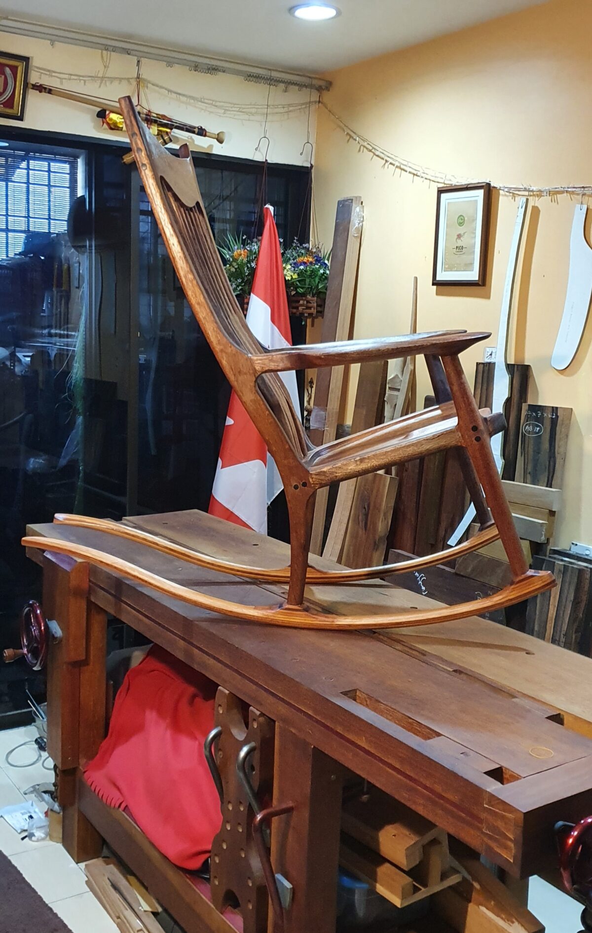 Sam Maloof Inspired Rocker on Meranti Tropical Wood - FineWoodworking