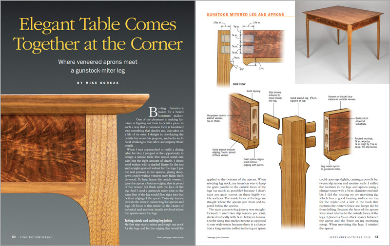 Elegant dining table with veneered aprons - FineWoodworking