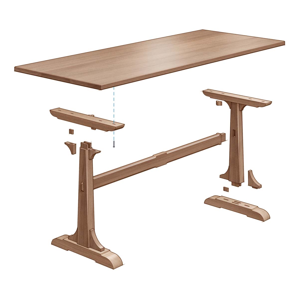Arts and Crafts inspired trestle table - FineWoodworking