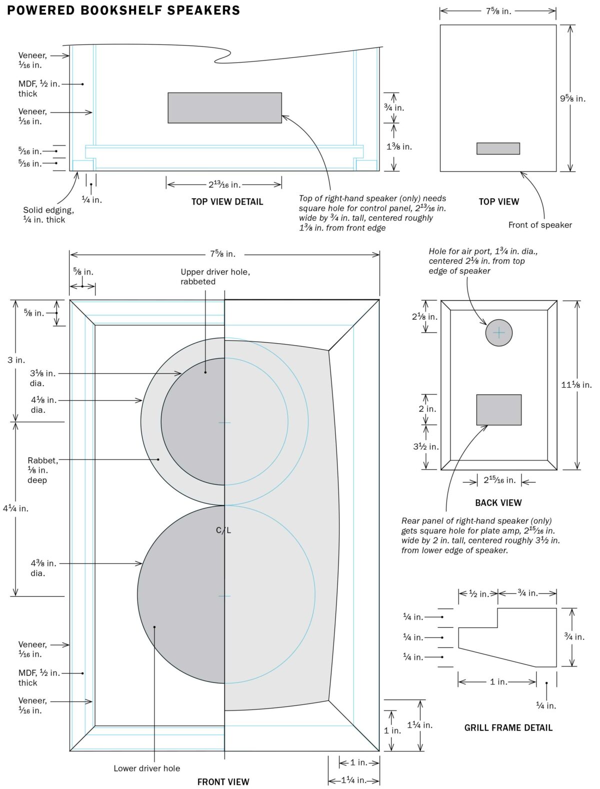 Build a Pair of Powered Bookshelf Speakers - FineWoodworking