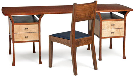 Bubinga and Curly Maple Desk with a Walnut Chair - FineWoodworking