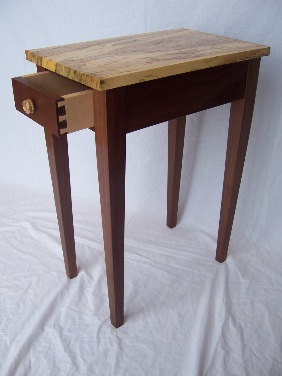 Spalted maple and walnut side table - FineWoodworking