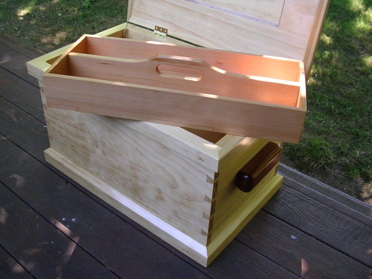 Dovetail and pins tool chest with tool tote. - FineWoodworking