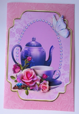 Lilac Tea Time Card Front - CUP402721_174 | Craftsuprint