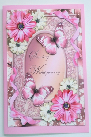 Pink Butterflies & flowers Mini Kit A5 Card - CUP898504_936 | Craftsuprint
